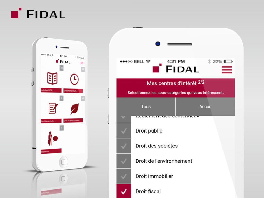 Application mobile agrégateur de contenu pour FIDAL | Agence Cbi